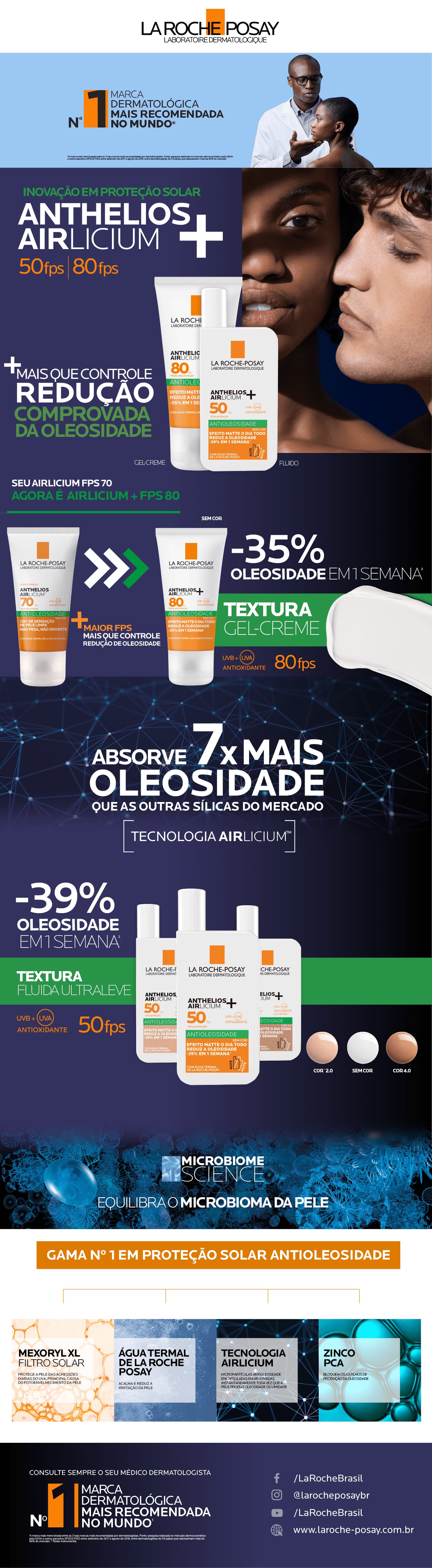 Protetor Solar Facial La Roche-Posay Anthelios Airlicium FPS 80 ...