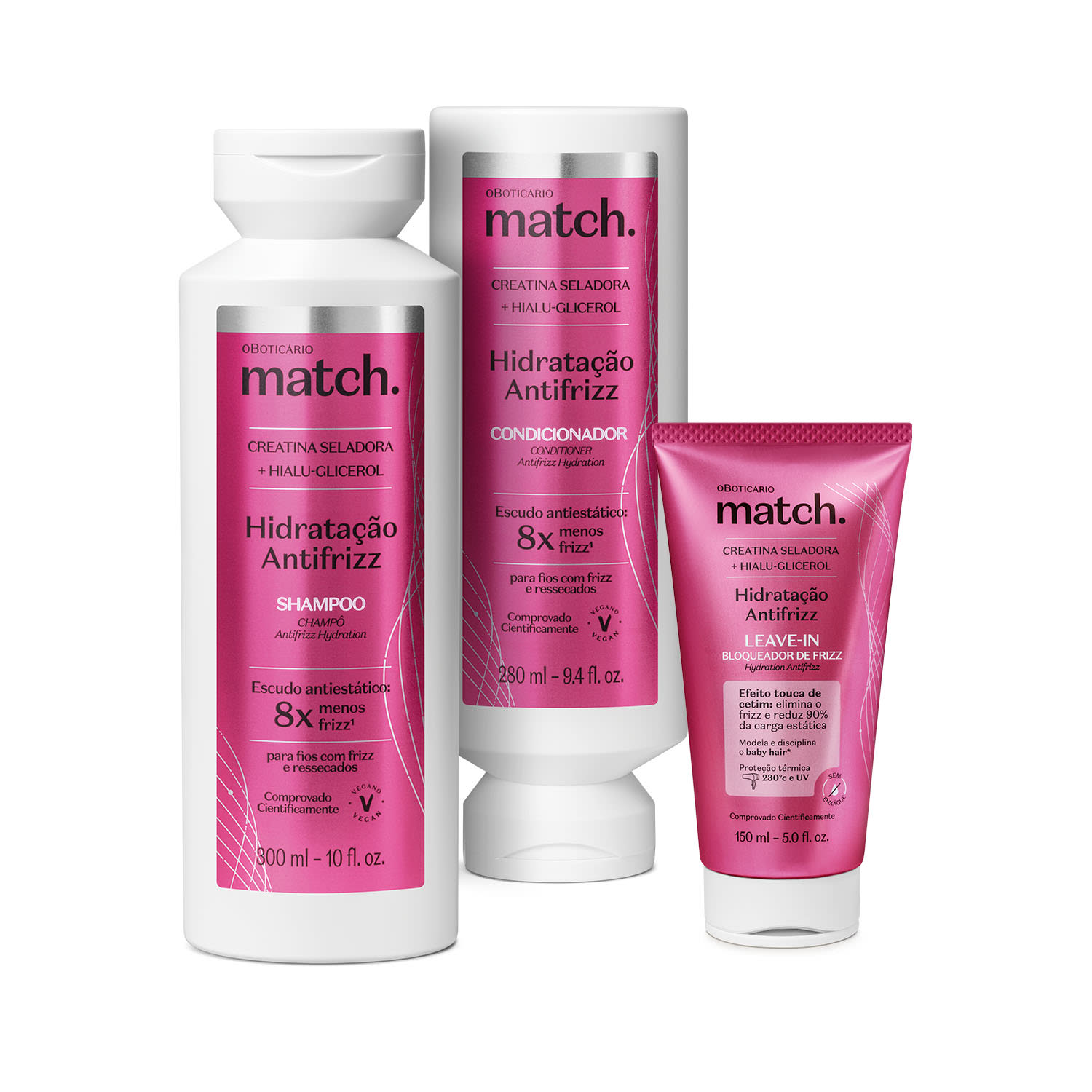 Combo Match Hidratação Antifrizz: Shampoo 300ml + Condicionador 280ml ...