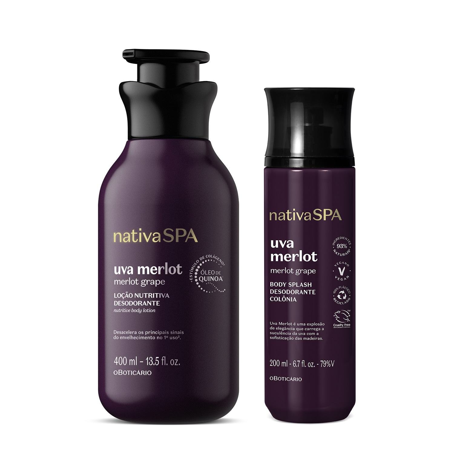 Combo Nativa Spa Uva Merlot: Loção Corporal 400ml + Body Splash 200ml ...
