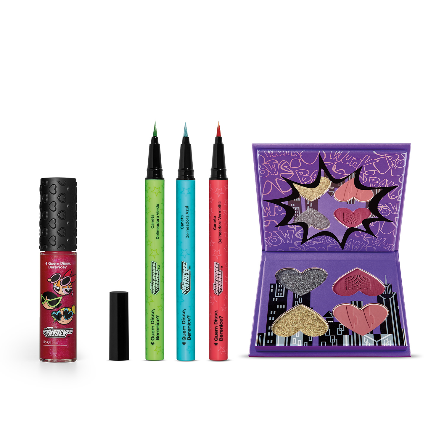 Combo QDB As Meninas Superpoderosas: Mini Paleta de Sombras 4g + 3 Canetas Delineadoras 0,4g ...