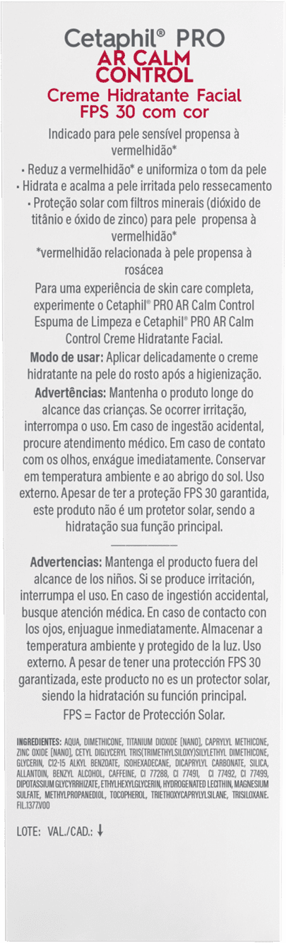 Creme Hidratante Facial com Cor Cetaphil Pro AR Calm Control FPS30 ...