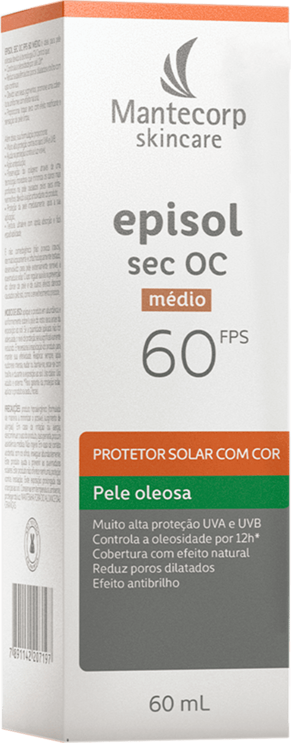 Protetor Solar Facial com Cor Mantecorp Episol Sec Oc FPS 60 | Beleza ...