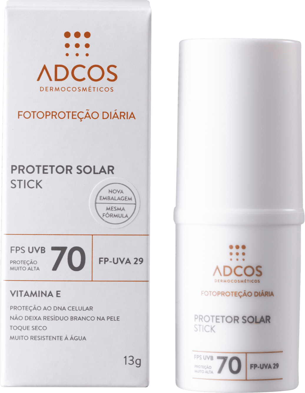 Protetor Solar Facial Adcos Fotoproteção Diária Stick FPS70 | Beleza Na ...