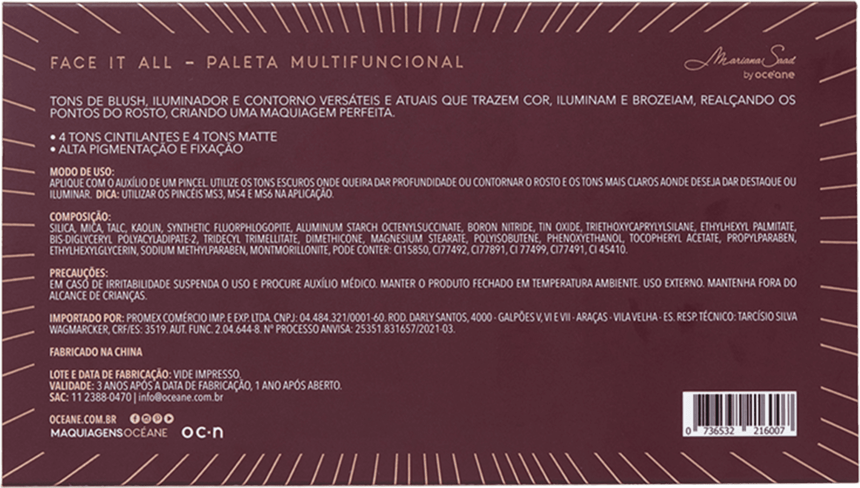 Paleta Mariana Saad by Océane Face It All | Beleza na Web