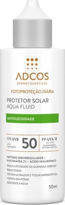 Protetor Solar Facial Adcos Fotoproteção Diária Aqua Fluid FPS50 ...