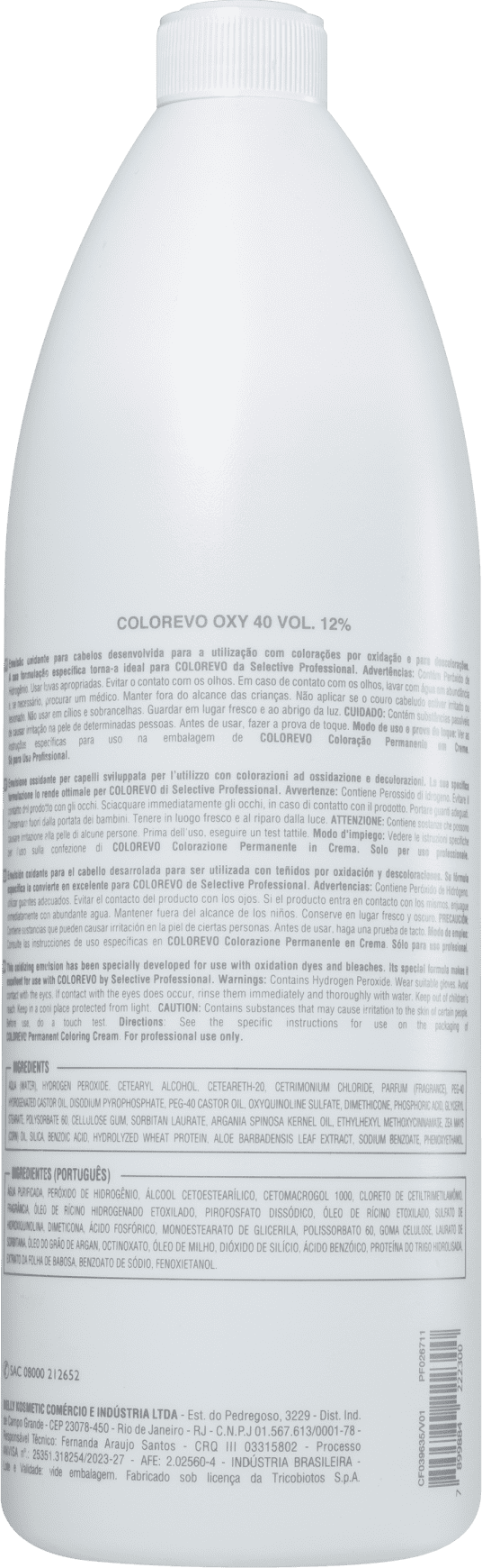 Emulsão Selective Professional Colorevo Oxy 40 Vol 1L | Beleza na Web