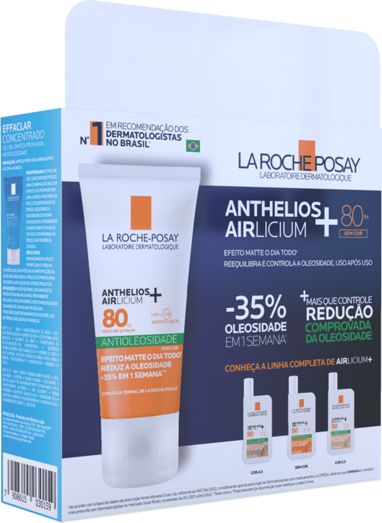 Kit La Roche-Posay Anthelios Airlicium FPS80 & Effaclar Gel Concentrado ...