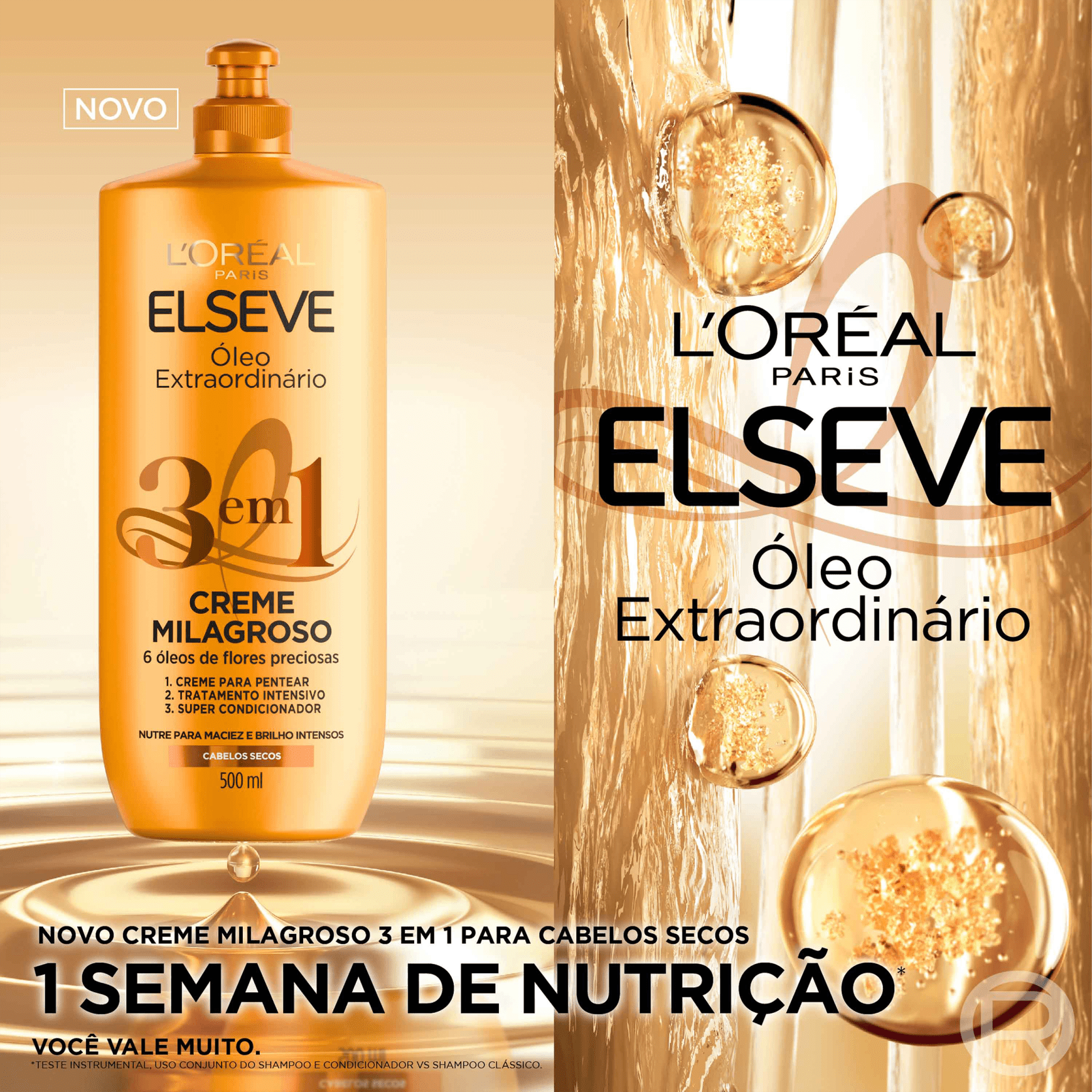 Creme de Pentear Elseve Óleo Extraordinário 3 em 1 | Beleza na Web