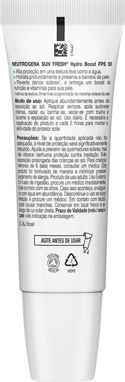 Protetor Solar Facial Neutrogena Sun Fresh Hydro Boost FPS50 Sem Cor ...