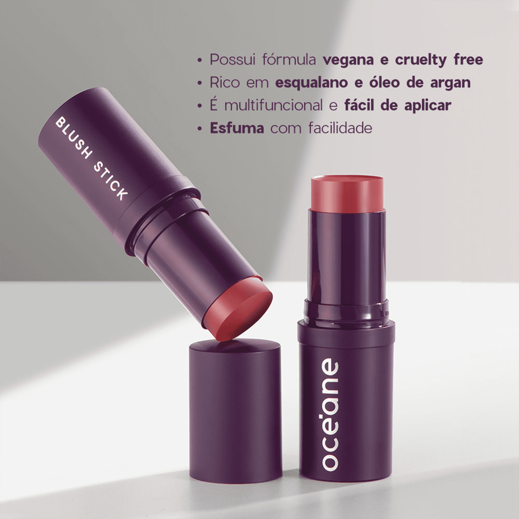 Blush em Bastão Océane Purple Blush Stick Berry Kiss 14g | Beleza na Web