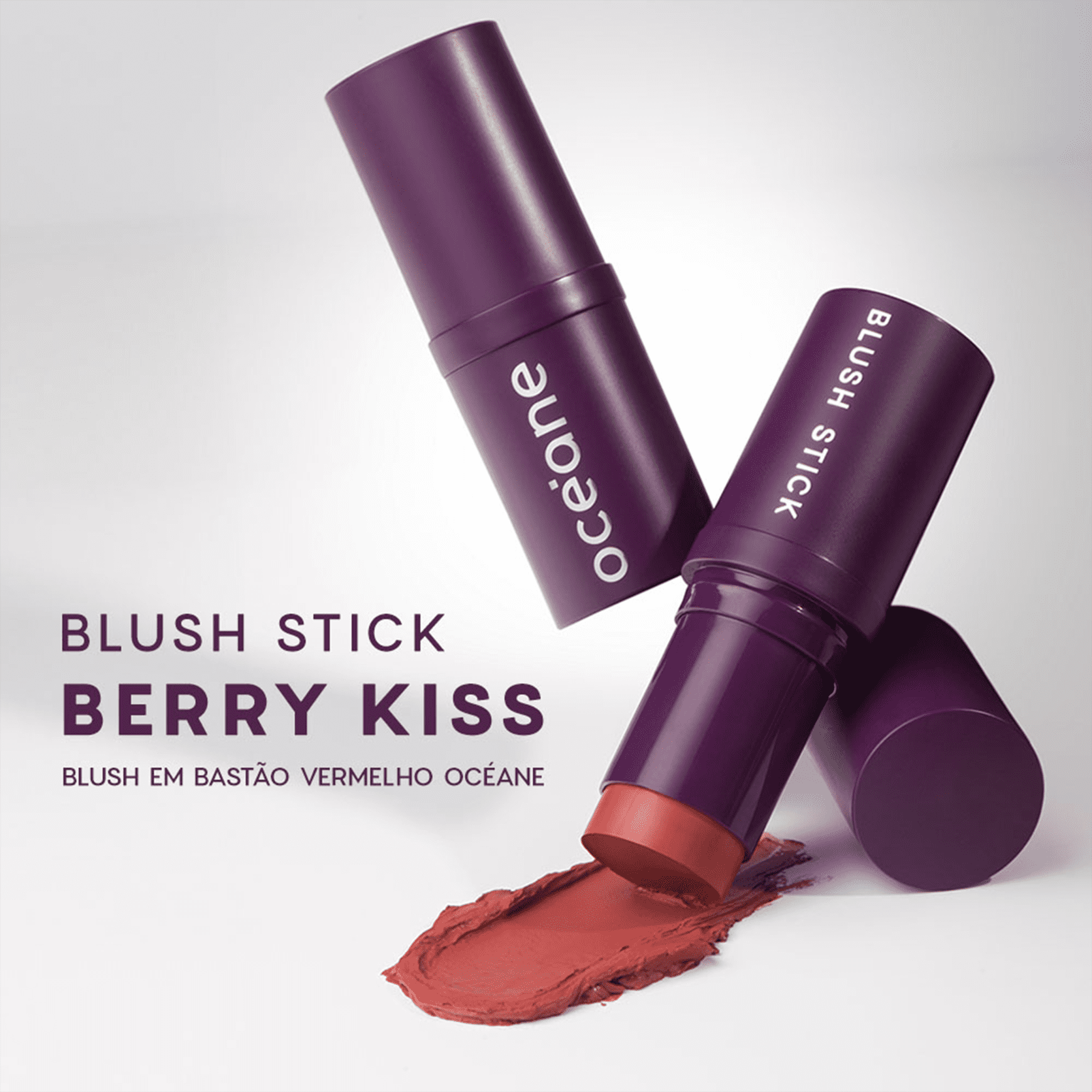 Blush em Bastão Océane Purple Blush Stick Berry Kiss 14g | Beleza na Web