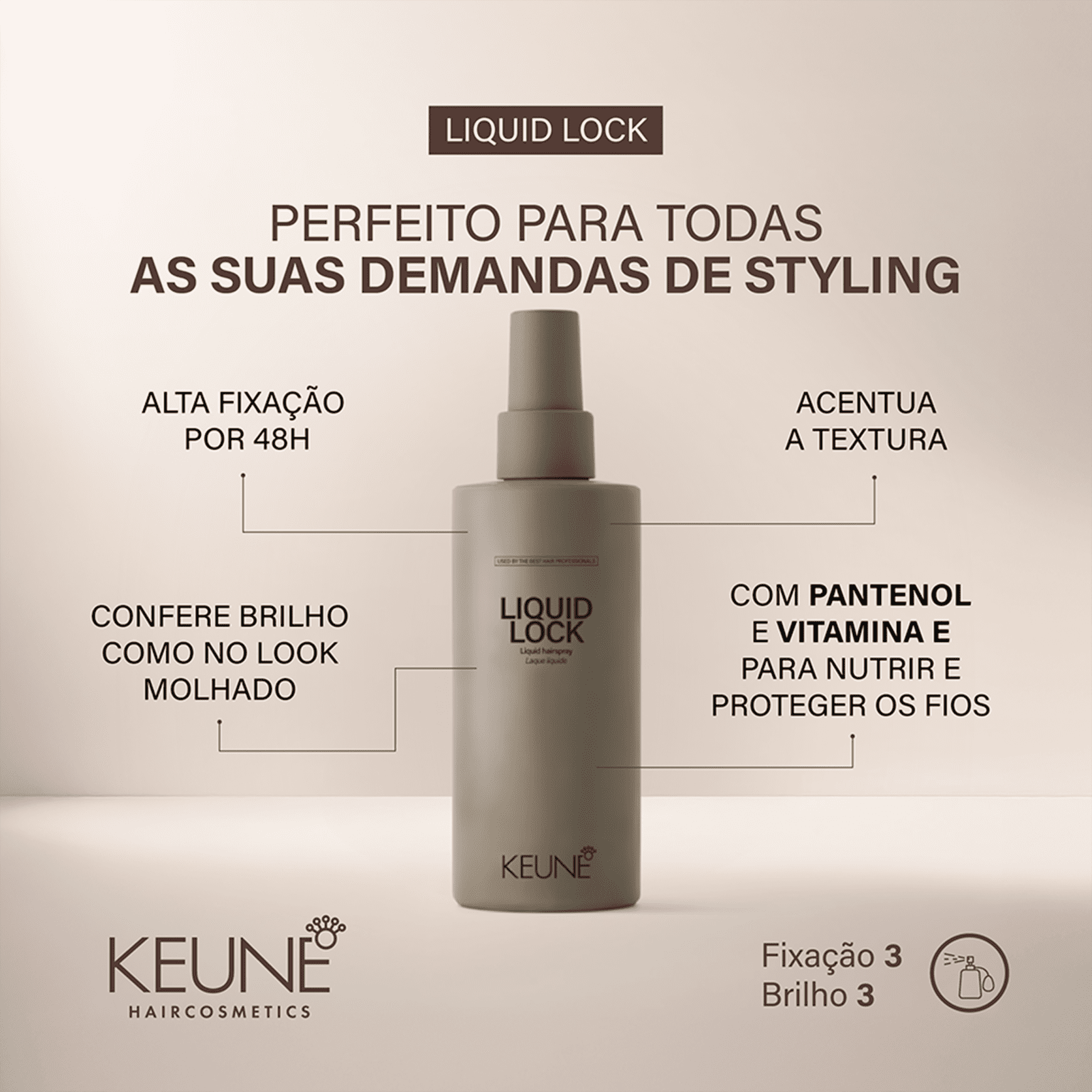Spray Fixador Keune Style Liquid Lock 200ml | Beleza na Web