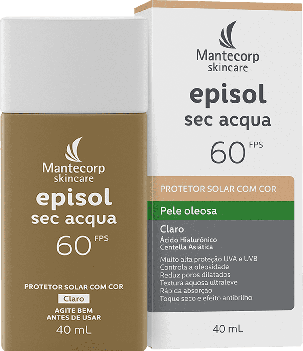 Mantecorp Episol Sec Acqua FPS60 Claro Protetor Solar Facial com Cor ...