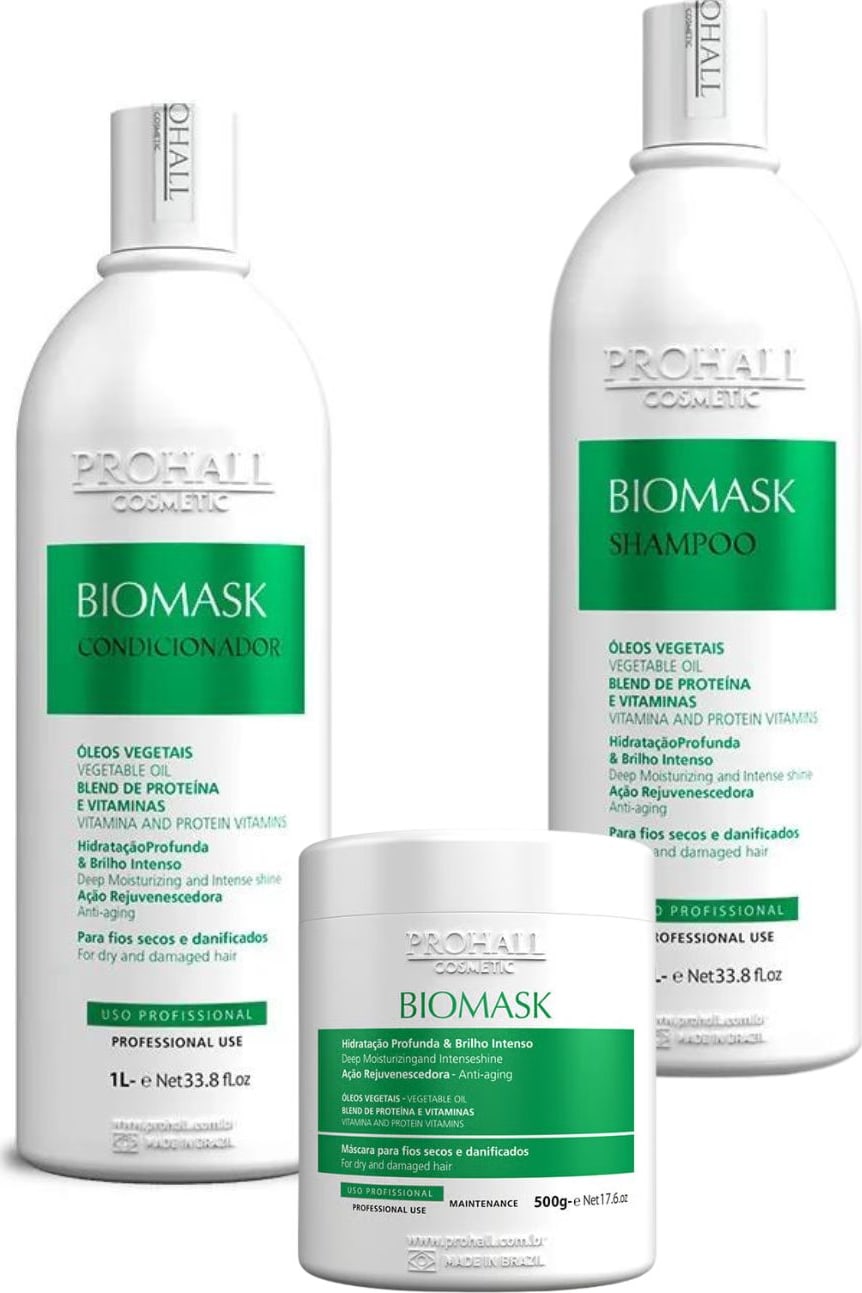 Kit Profissional Biomask - Shampoo + Condicionador + Máscara | ProHall ...