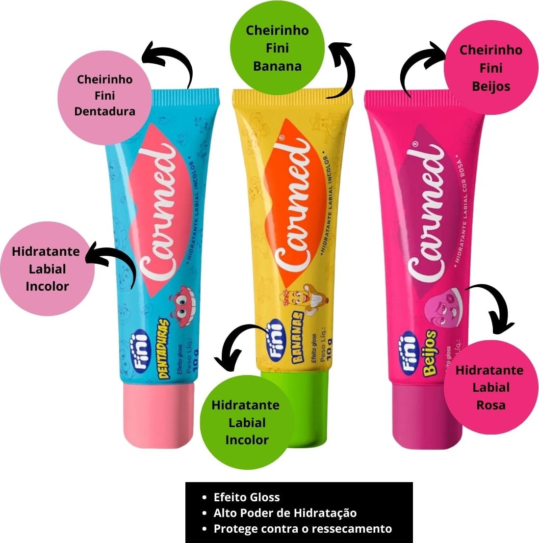 Kit Hidratante Labial Carmed Fini C/3 10g