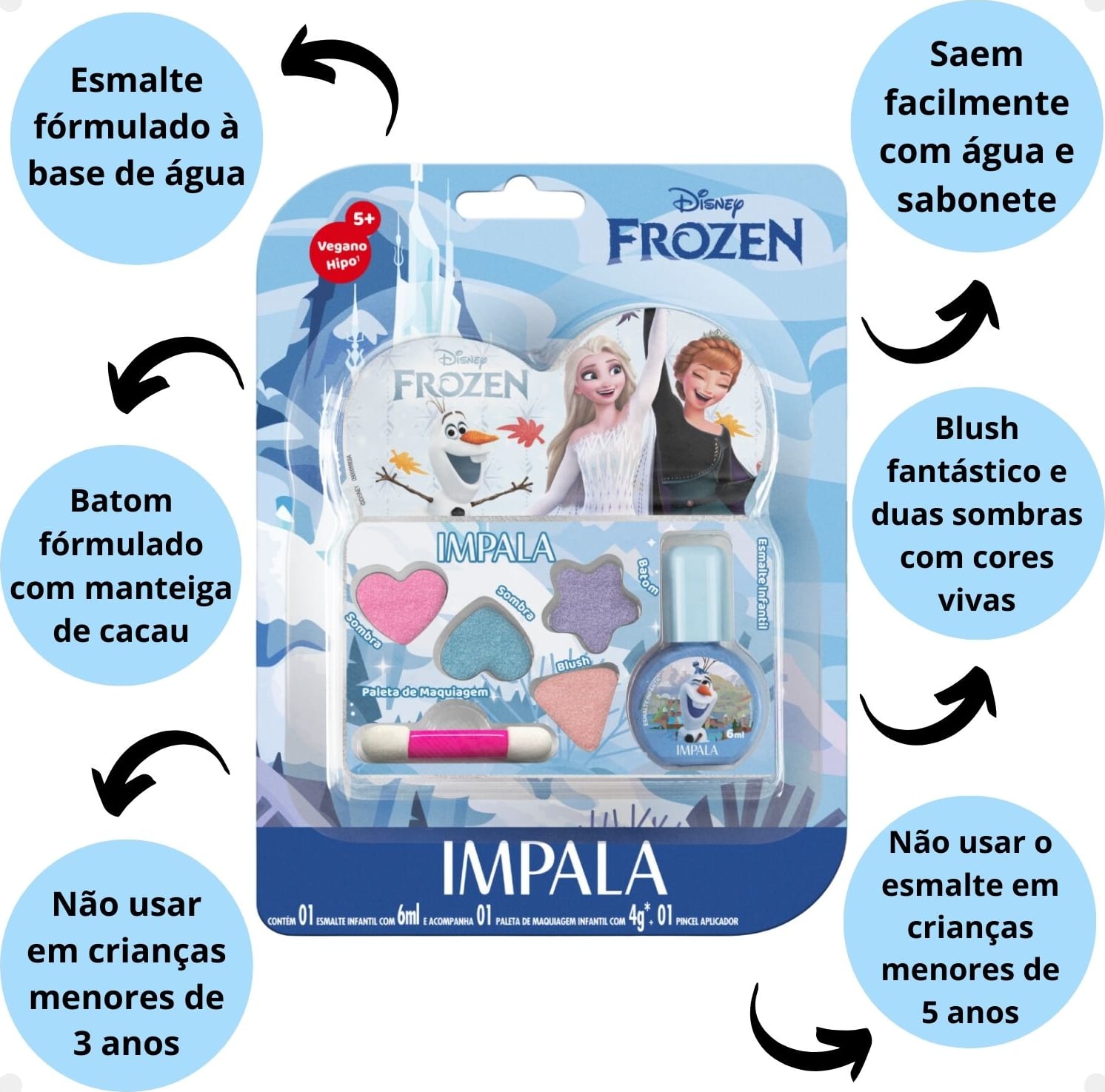 Kit Impala Frozen: Paleta de Maquiagem e Esmalte Infantil