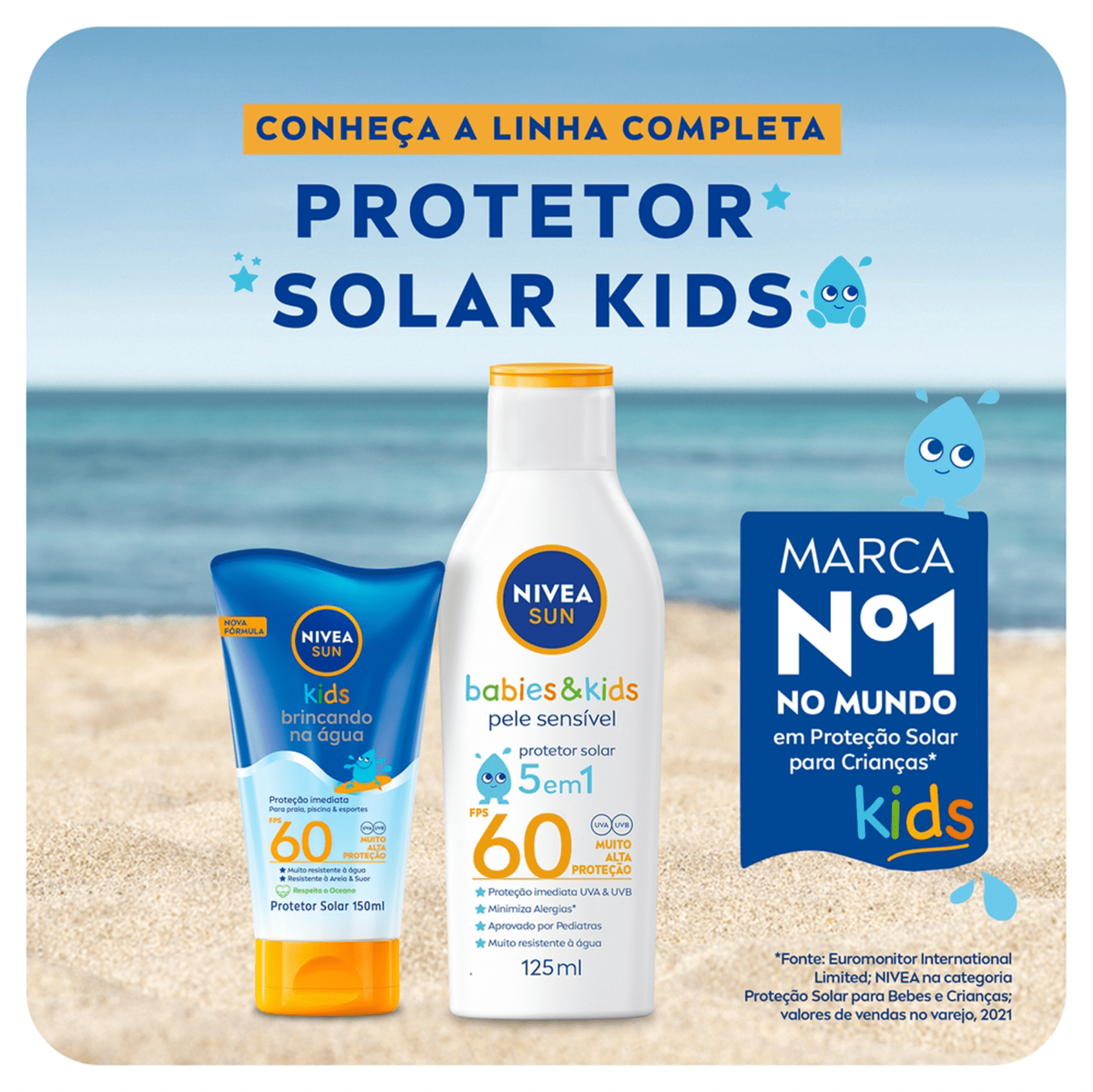 Protetor NIVEA SUN Babies & Kids Pele Sensível FPS 60 | Beleza na Web