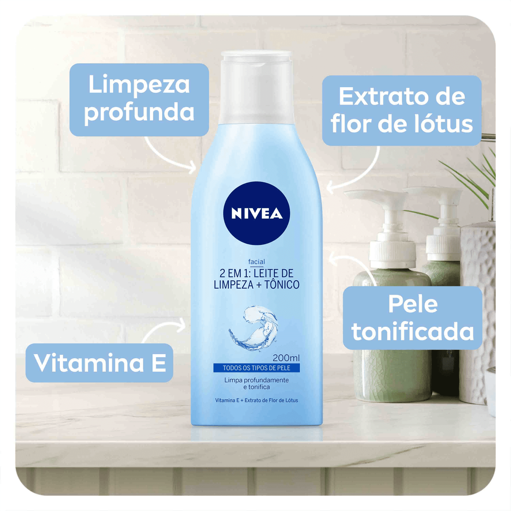 NIVEA Loção 2 em 1 Leite de Limpeza e Tônico 200ml | Beleza na Web