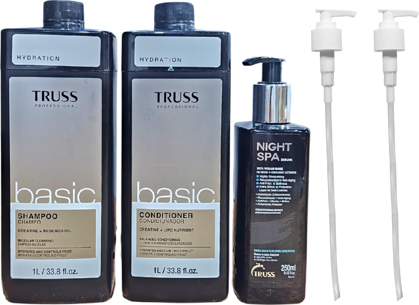 Kit Truss Basic - Shampoo 1L + Condicionador 1L + Night Spa 250ml + Válvula Pump
