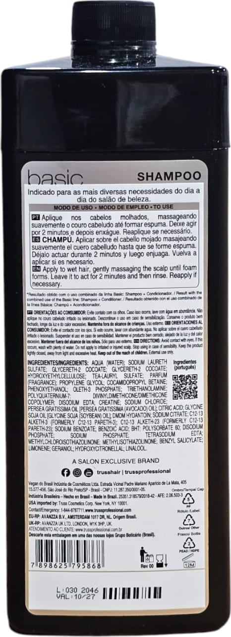 Kit Truss Basic - Shampoo 1L + Condicionador 1L + Night Spa 250ml + Válvula Pump