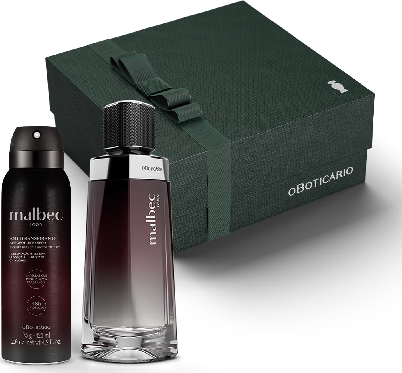 Combo Presente Malbec Icon: Desodorante Colônia 100ml + Desodorante 75g/125ml + Caixa de ...