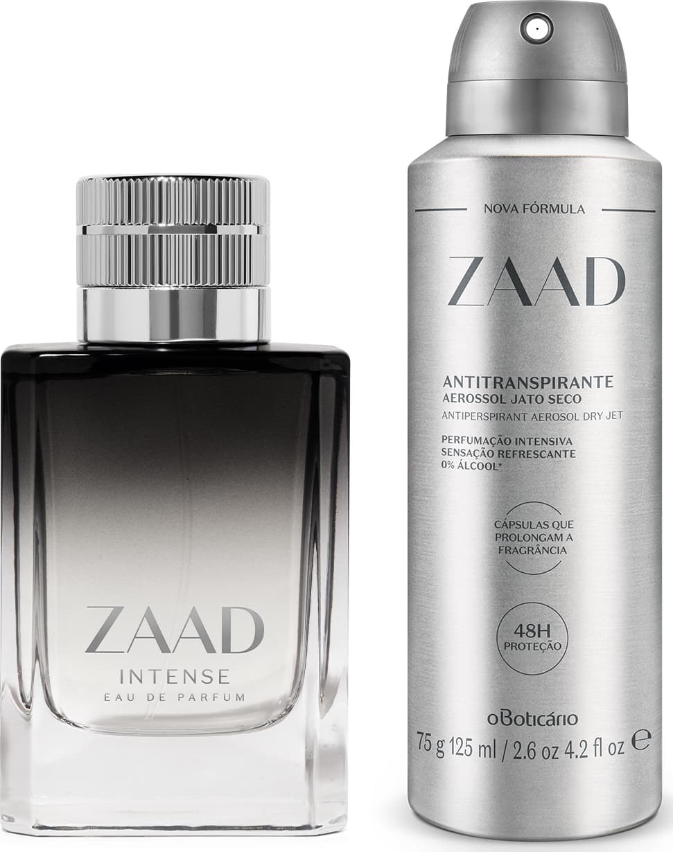 Combo Zaad: Intense Eau De Parfum 95ml + Desodorante Antitranspirante Aerossol 75g/125ml | O ...