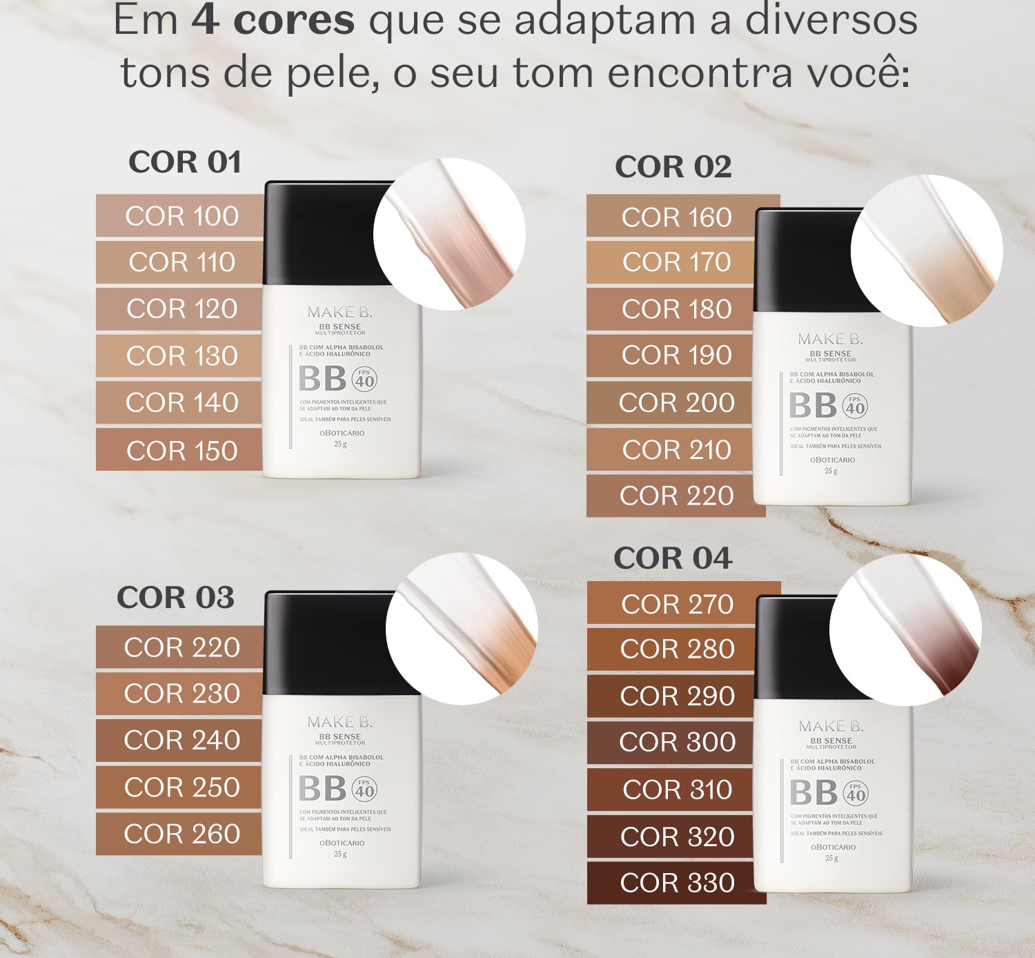 BB Cream Multiprotetor FPS40 Make B. Sense Cor 3 25g | O Boticário