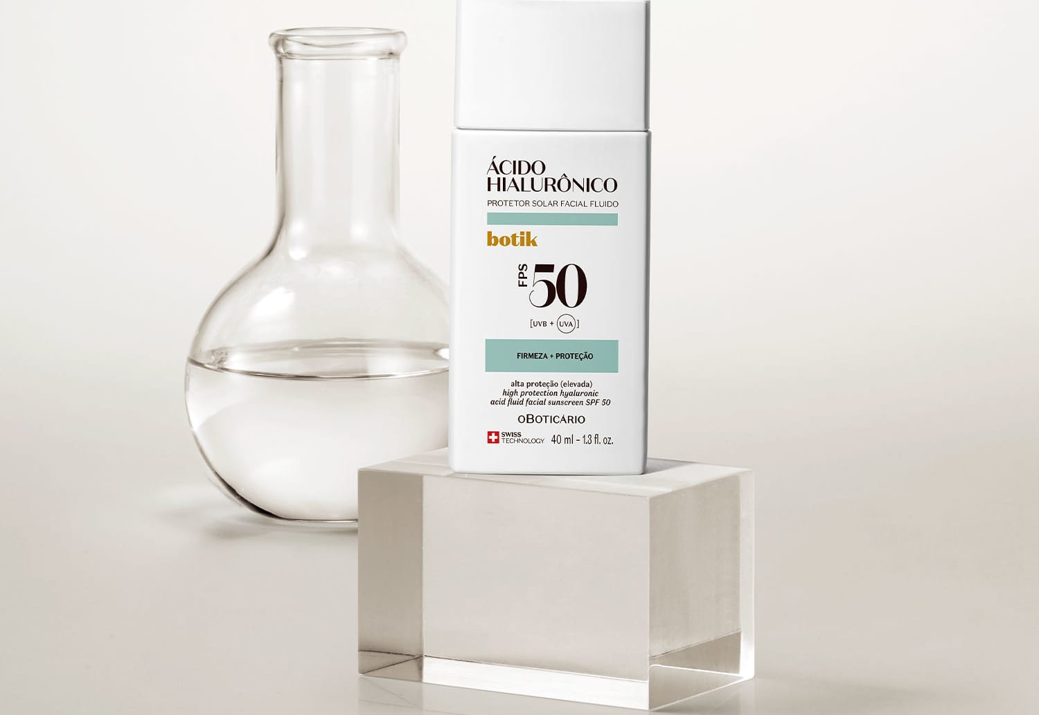 Protetor Solar Facial Fluido FPS 50 Botik Ácido Hialurônico 40ml | O ...