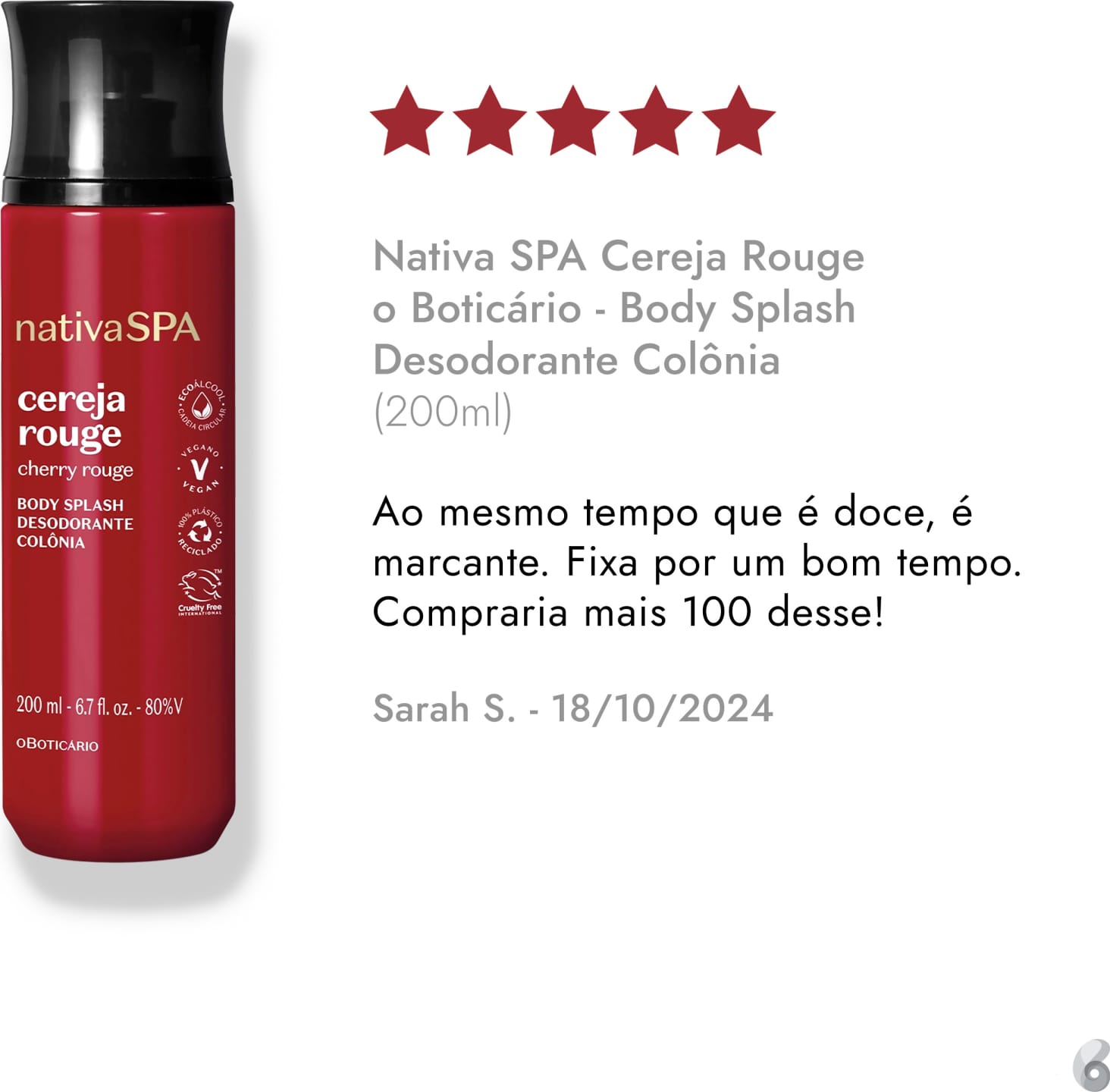 Body Splash Desodorante Colônia Nativa SPA Cereja Rouge 200ml | Beleza ...