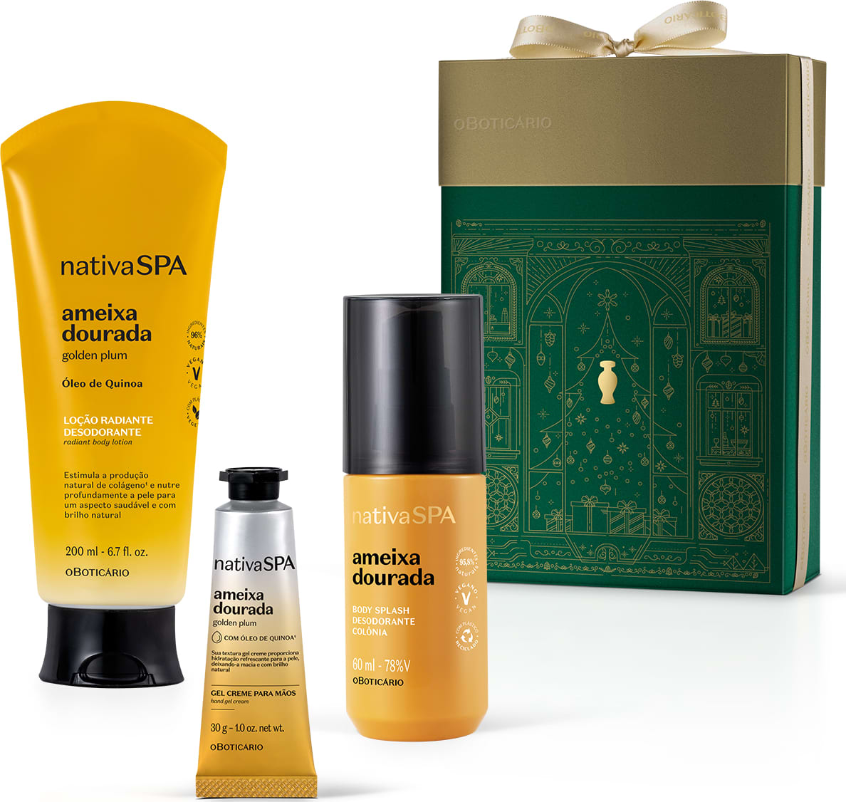 Kit Presente Natal Nativa Spa Ameixa Dourada (3 itens) | O Boticário
