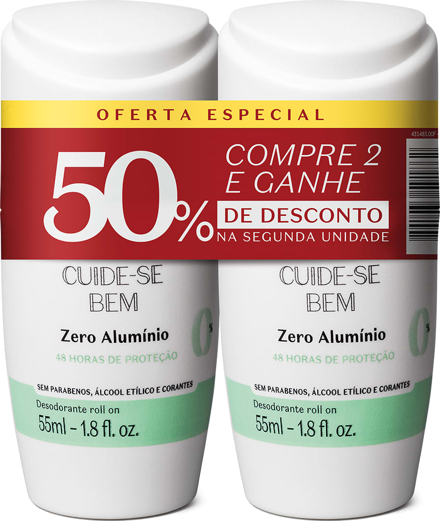 Kit Desodorante Roll On Cuide-se Bem Zero Alumínio 2x55ml | O Boticario