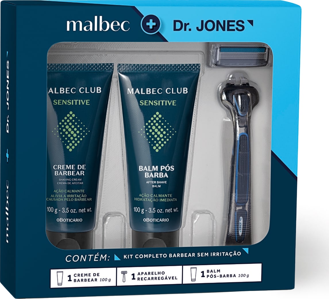 Kit Barba Malbec e Dr. Jones (3 itens) | O Boticário