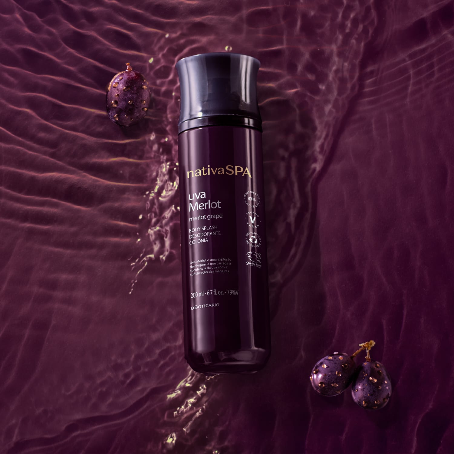Body Splash Desodorante Colônia Nativa Spa Uva Merlot 200ml | O Boticário