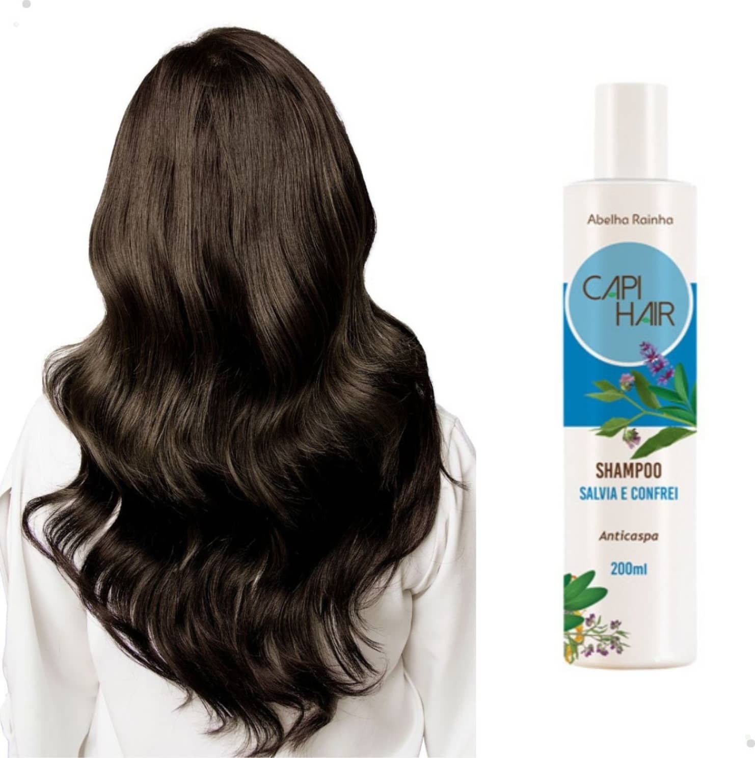 Shampoo Salvia e Confrei Combate Caspa e Coceira CAPI HAIR Abelha Rainha 200ml REF 2602