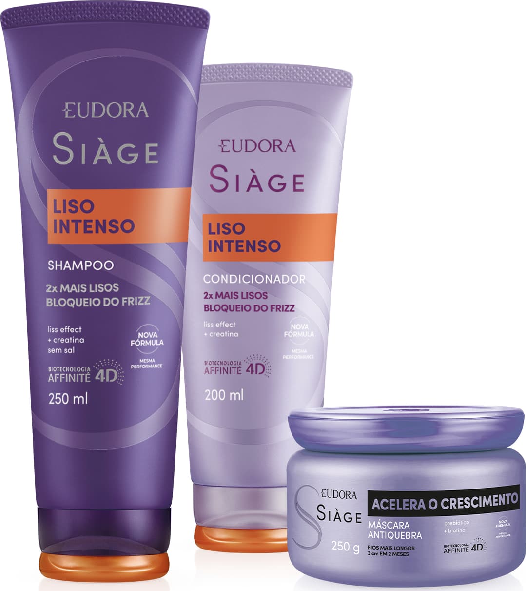 Combo Eudora Siàge: Shampoo Liso Intenso 250ml + Máscara Acelera o ...