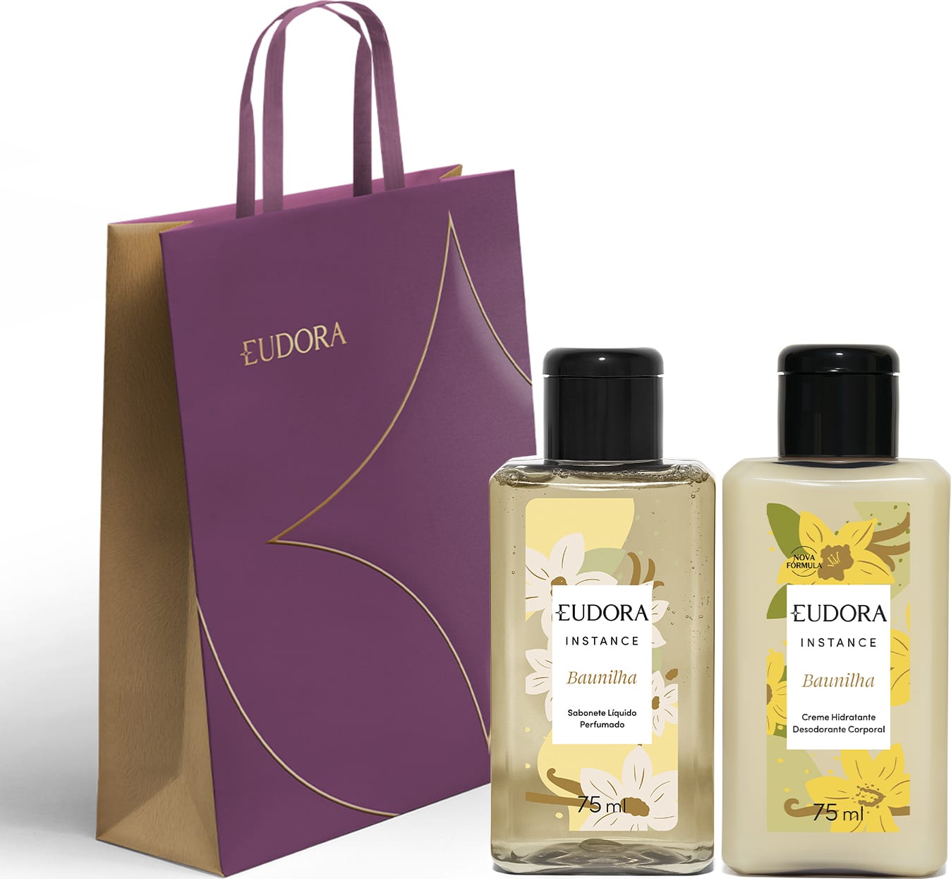 Combo Instance Baunilha Mini: Sabonete Líquido 75ml + Loção Hidratante ...