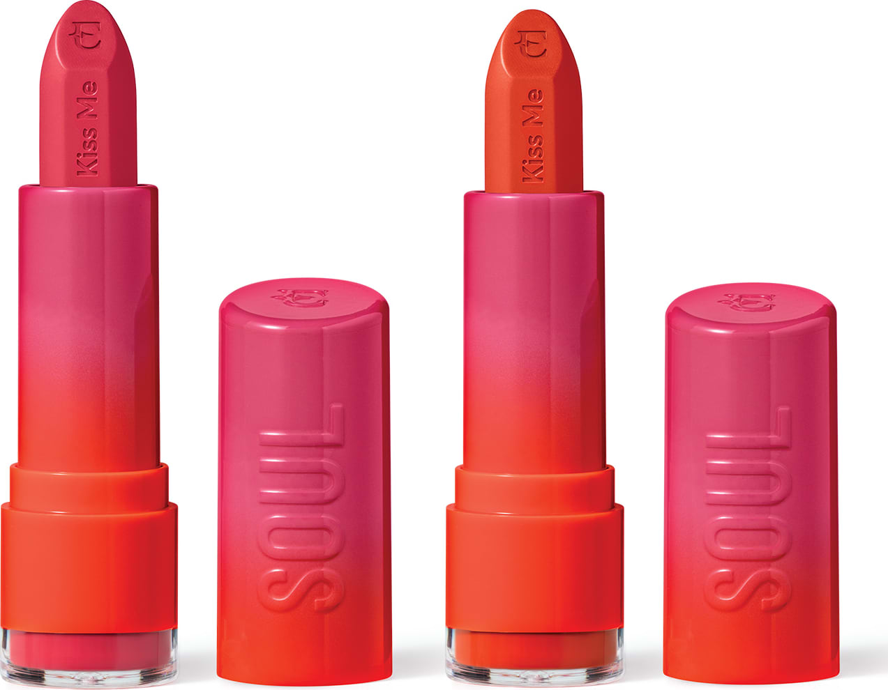 Combo Eudora SOUL Kiss Me Color Blocking: Batom Rosa Trendy Matte 3,7g + Batom Laranja Trendy ...