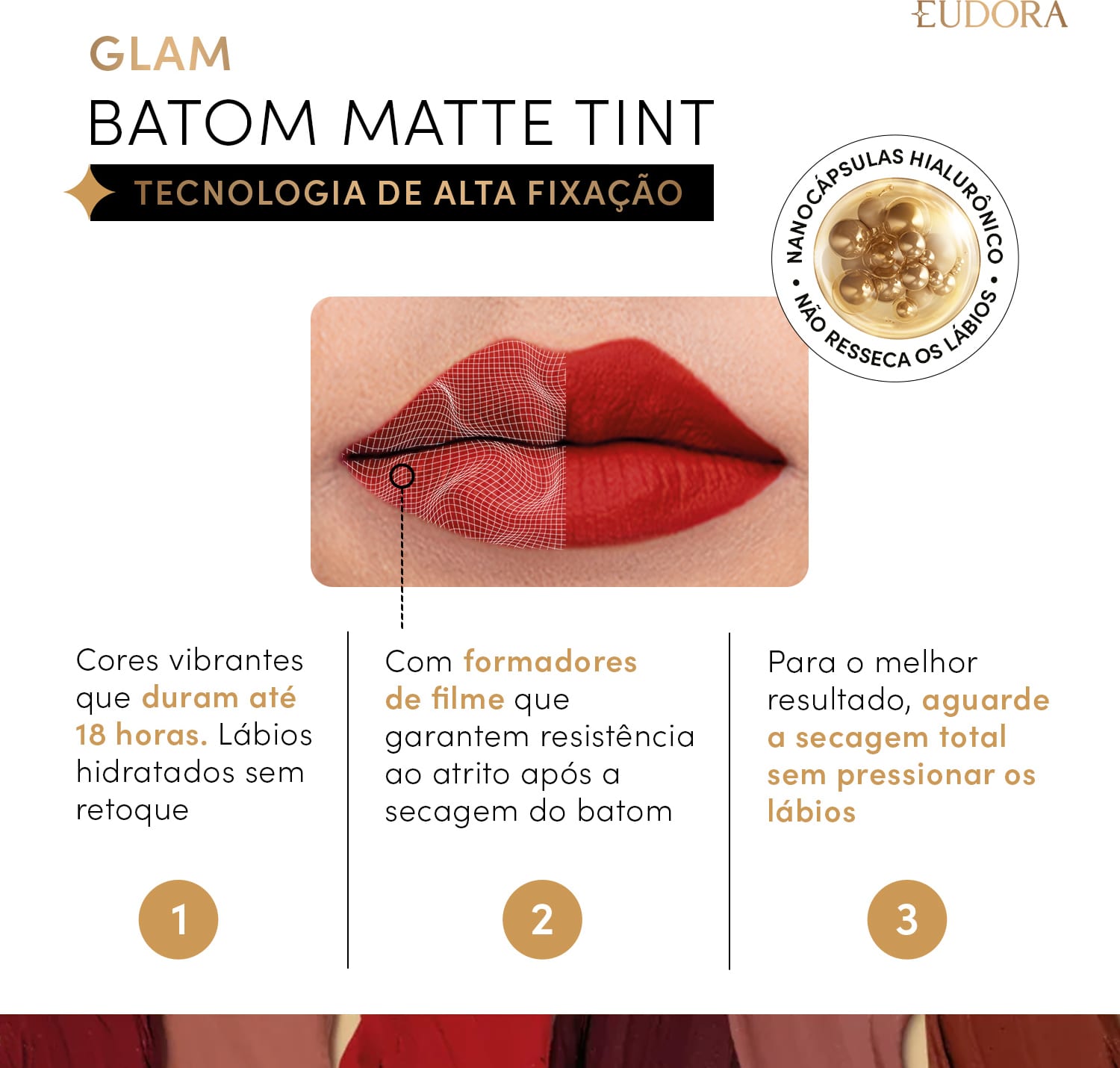 Batom Líquido Vermelho Radiante Glam Matte Tint 4g | Eudora