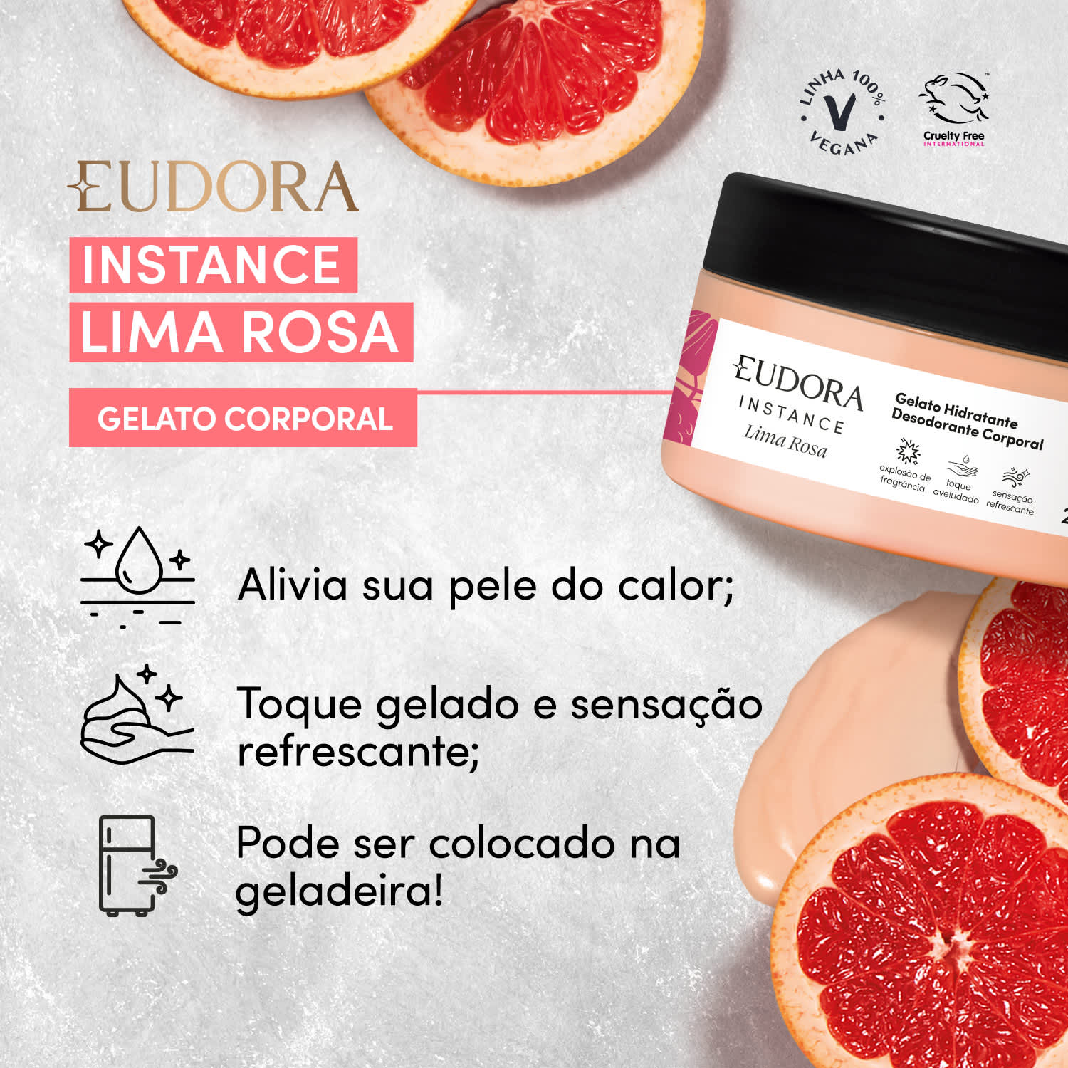 Gelato Hidratante Desodorante Corporal Instance Lima Rosa 200g | Eudora