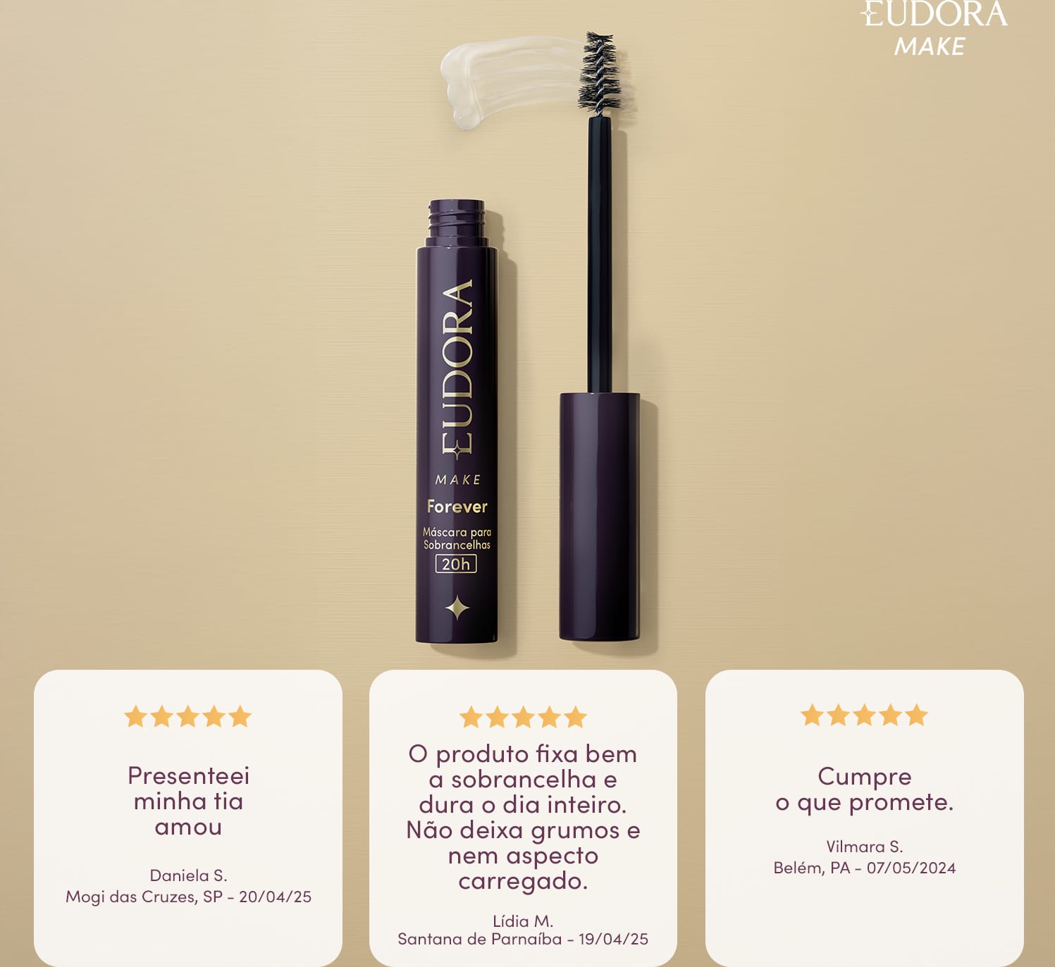 Máscara de Sobrancelhas Incolor à prova d'água Eudora Make Forever 4g | Eudora