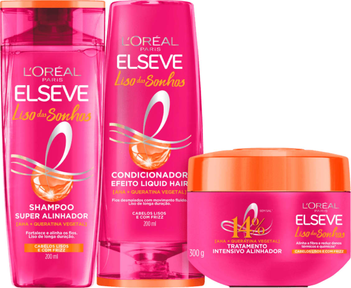 Kit Elseve Liso dos Sonhos Sh + Cond 200ml + Masc 300gr