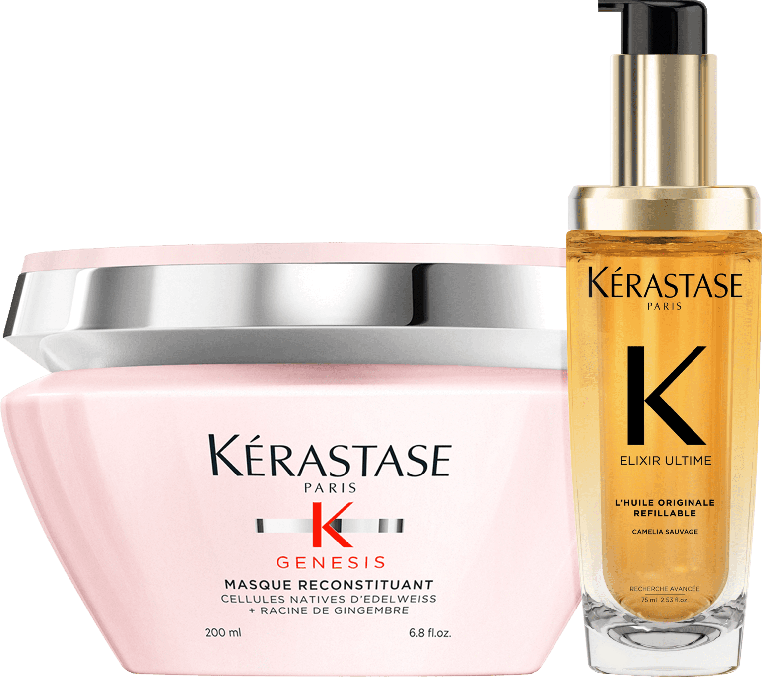 Kit Kérastase Genesis Reconstituant Elixir Ultime Refillable | Beleza ...