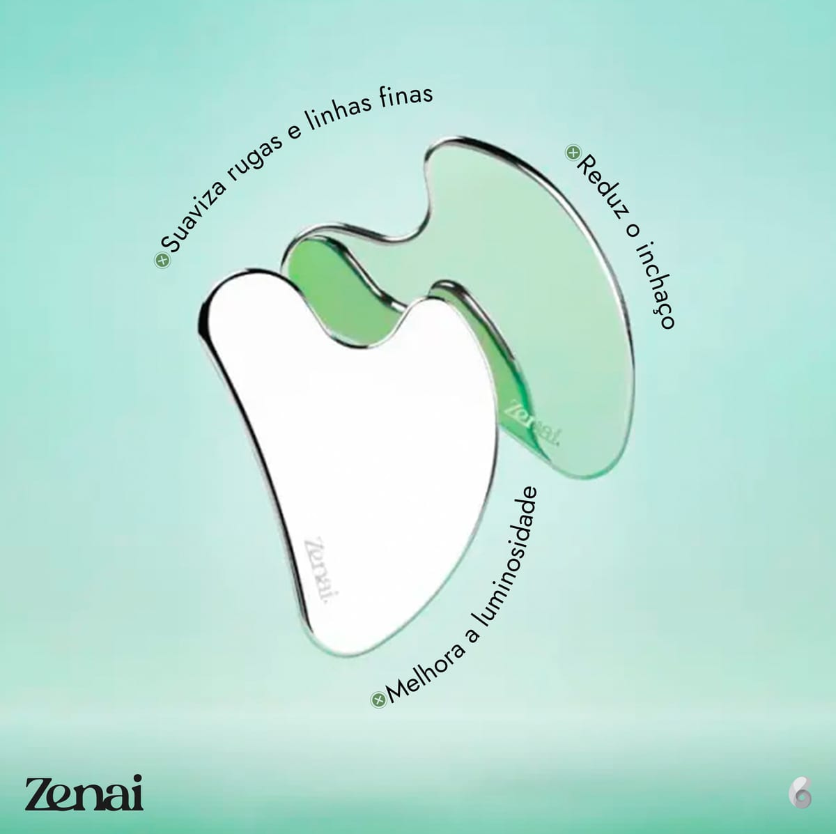 Massageador Facial Zenai Gua Sha Inox | Beleza na Web