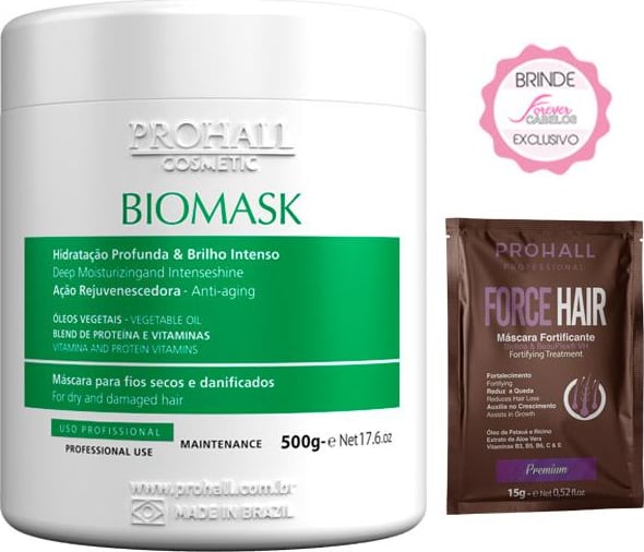 Prohall Máscara Hidratante Biomask Explosão De Brilho 500g