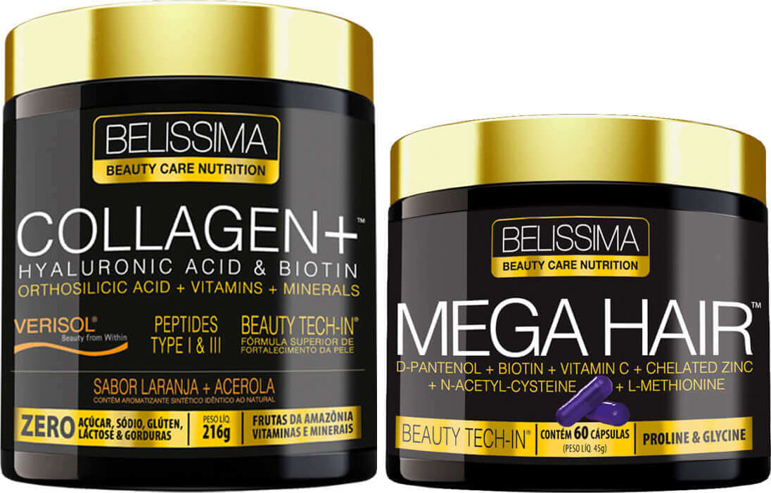 KIT MEGA HAIR + COLLAGEN PLUS EM PÓ 264G - BELÍSSIMA