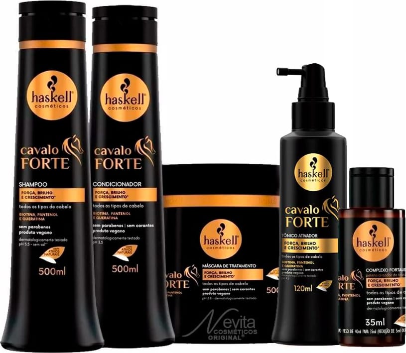 Kit Haskell Cavalo Forte 500ml Shp/Cond/Másc/Complexo/Tônico