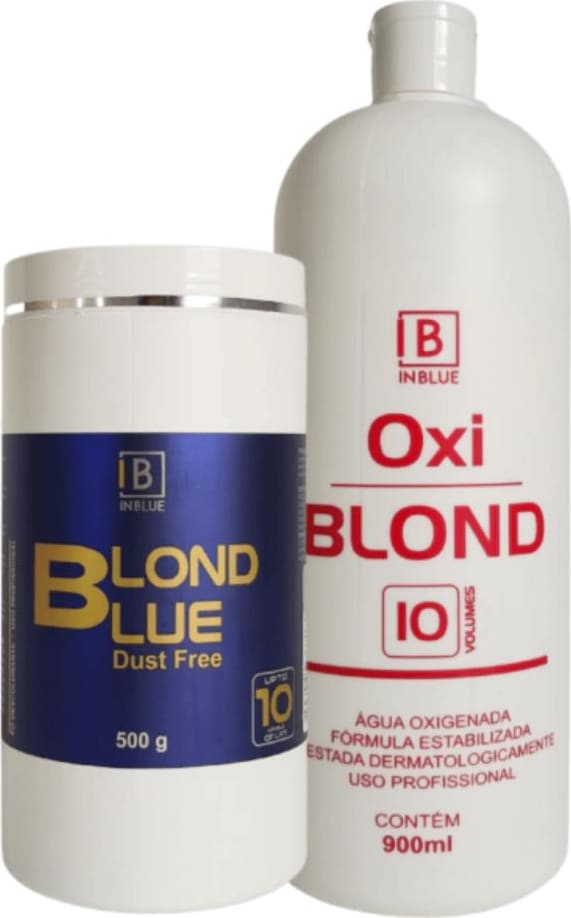 Kit Pó Descolorante Inblue Ultra Premium Blue + Ox 10 Volumes 900ml