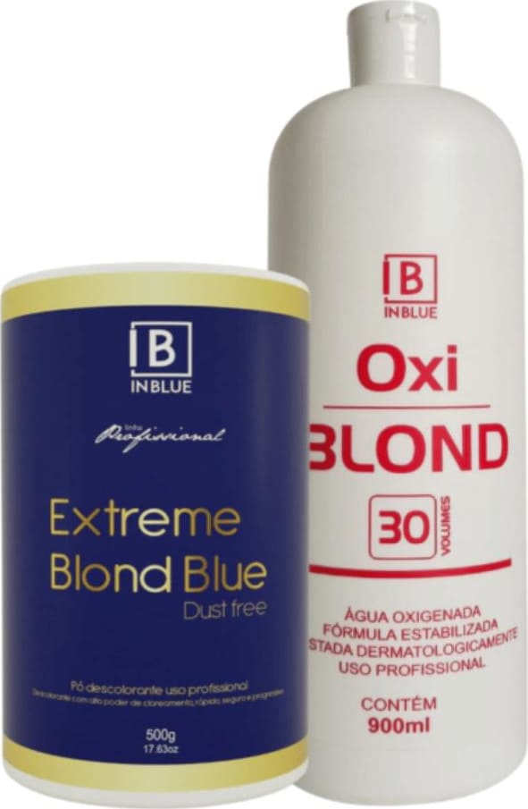 Kit Pó Descolorante Inblue Extreme Blond Blue + Ox 30 Volumes 900ml