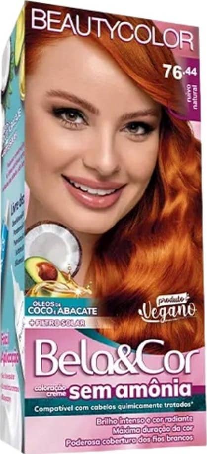 Beauty Color Kit Bela&Cor Tinta Sem Amônia 76.44 Vermelho Fatale