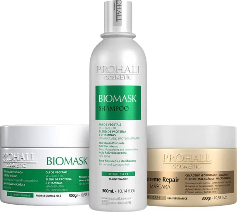 Kit Biomask 300ml + Máscara Extreme Repair 300g Prohall